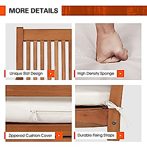 Tangkula 2 Person Hanging Porch Swing, Outdoor Bench Swing with Chains, High Back, Cozy Armrests, Heavy Duty 800Lbs Wooden Hanging Swing Chair with Cushion for Backyard, Deck, Garden