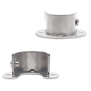 Seimneire 2pcs Heavy Duty Stainless Steel Rod Socket, Wardrobe Bracket Flange Rod Holder Closet Rod End Supports Fit 1" Diameter, U Shaped - Silver