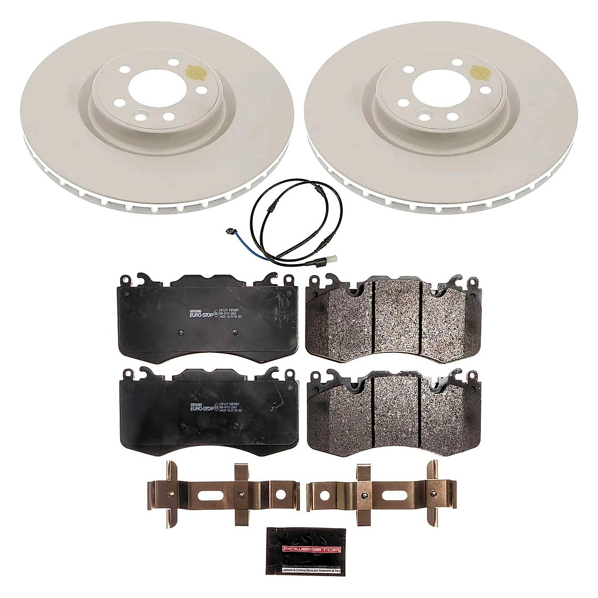 Power Stop ESK6660 Euro-Stop Front Brake Kit- Coated Brake Rotors & Ceramic Brake Pads For Land Rover Range Rover Sport 2010-2013 [Model Specific]