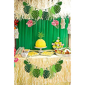 PIXHOTUL 4 Pack Tropical Leaf Banner Hawaii Luau Party Leaves Garland Summer Beach Theme Wedding Birthday Party Decor