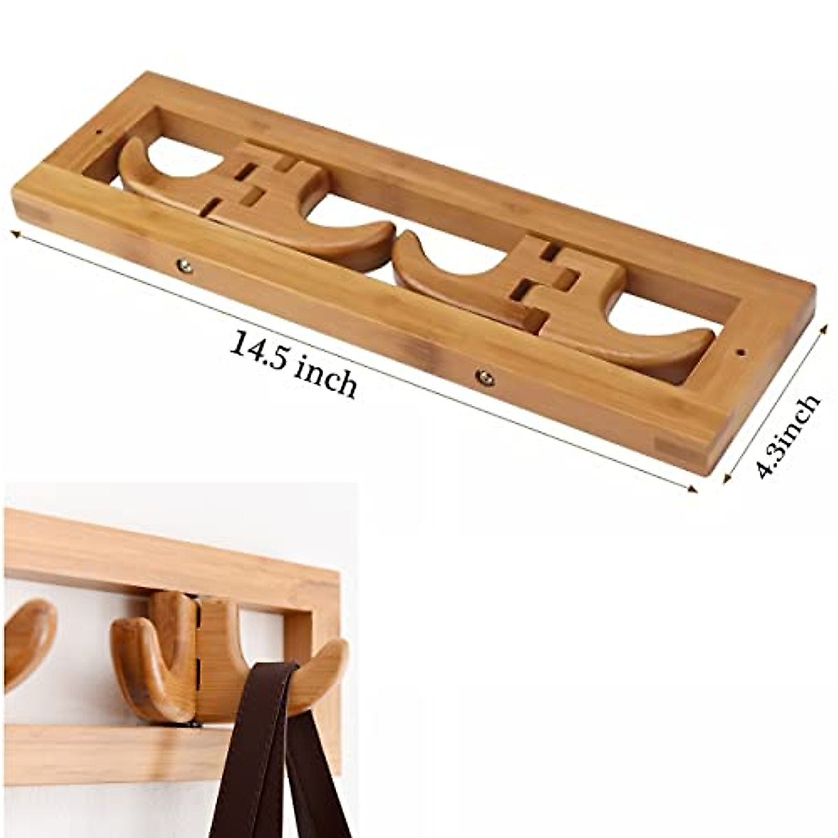 xianshengle Flip 4-Hook Wall Mounted Floating Coat Rack – Modern, Sleek, Space-Saving Hanger with 4 Retractable Hooks Wood Wall Coat Rack for Entryway, Bathroom, Bedroom