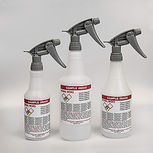 HCL Pre-Labeled GHS Spray Bottles - Distilled Water - 24oz (Supplied Empty)