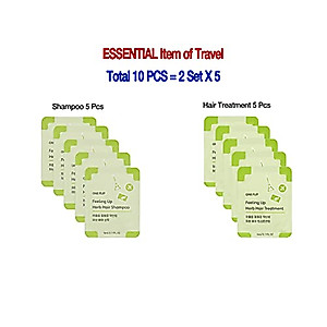 Korean Skin Care Travel Size Shampoo and Conditioner set, (5+5=10pcs)One Flip, Sample Size, Disposable, Korean Beauty Must Haves