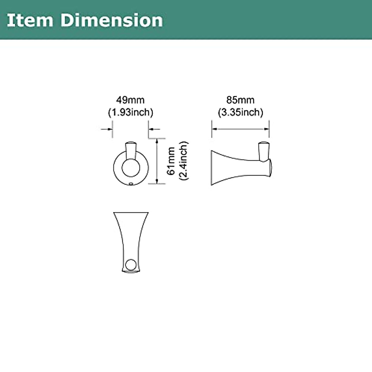 PARLOS Towel Hook, Wall Mounted Coat Hook, Brushed Nickel Robe Hook for Bathroom