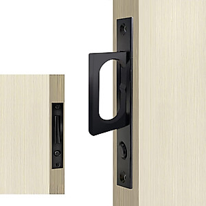 LWZH Brushed Nickel Pocket Door Edge Pull with Push Automatic Bounce Switch,Sliding Door Pull Hardware, Flush Hidden Handle（Black）