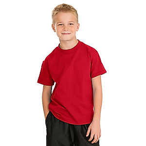Hanes boys Cotton T-Shirt(5450)-Deep Red-XS
