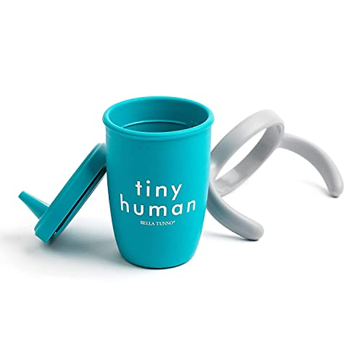 Bella Tunno Happy Sippy Cup – Transition Sippy Cups for Baby 6 Months and Older, Baby and Toddler Sippy Cups with Removable Handles and Non-Toxic, BPA Free Silicone, Tiny Human, 8 oz