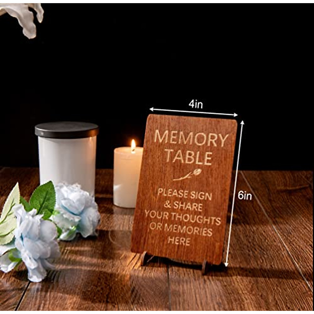 Funeral Guest Book Alternatives for Memorial Service Sign-in Memorial Books for Celebration of Life Include 4x6 Inch Thank You Cards with Envelopes Share A Memory Cards Wooden Table Sign (Brown)