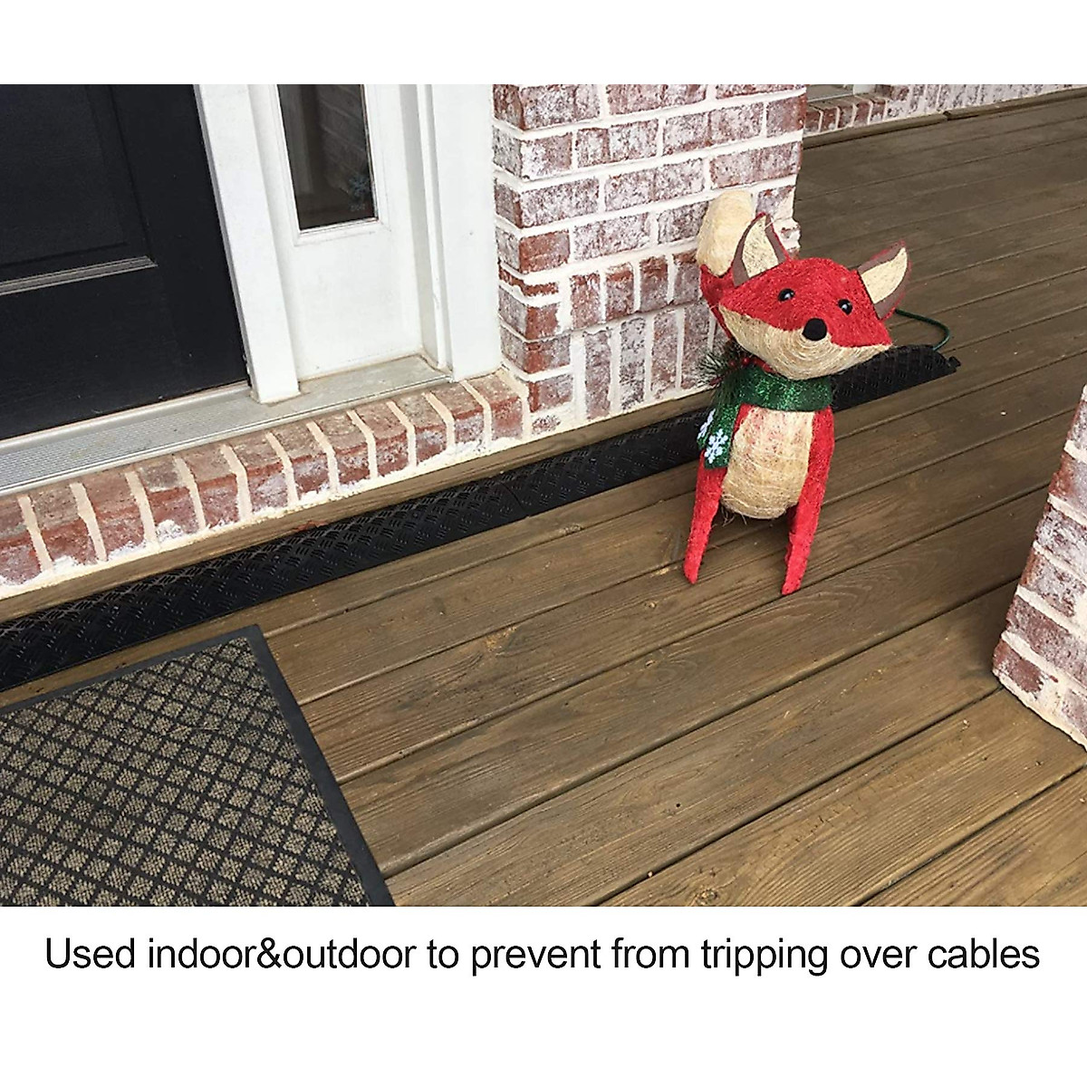 Anbotek - Small 1 Piece - Floor Cord Cover Cord Protector Drop Over Drop Trak Cable Ramp for Office Warehouse - Black