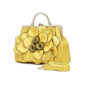 SUNROLAN Women's Evening Clutches Handbags Formal Party Wallets Wedding Purses Wristlets Ethnic Totes Satchel (Yellow)