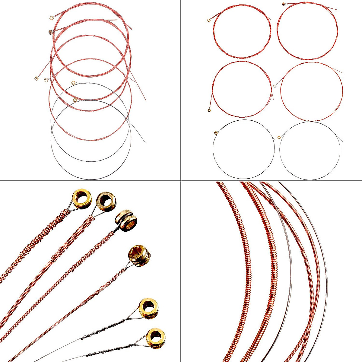 Bememo 3 Sets of 6 Guitar Strings Replacement Steel String for Acoustic Guitar Spare Strings for Beginner Guitarists (1 Brass Set, 1 Copper Set and 1 Multicolor Set)