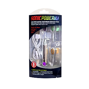SonicPowerUSA Micro Sonic Toothbrush - Portable and Powerful Toothbrush with Rechargeable Batteries - Lightweight Electric Toothbrush with Changeable Brush Heads - Great for Travel and Easy to Use