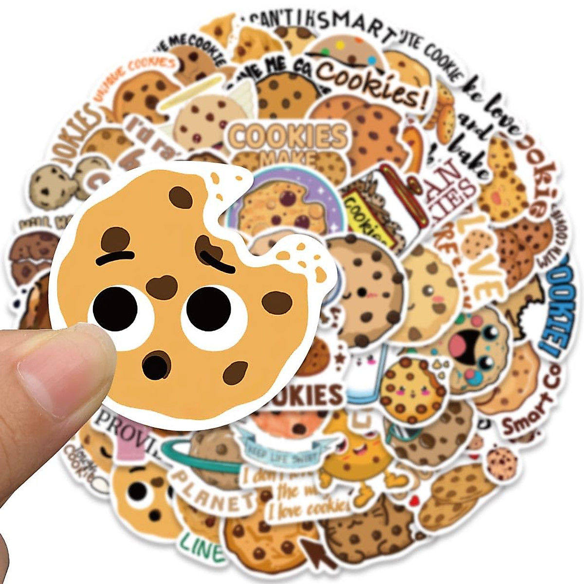 Cute Cookies Stickers for Kids, I Love Cookies Stickers, 50PCS Kawaii Snack Sticker Pack, Waterproof Vinyl Stickers for Water Bottle, Laptop, Scrapbook, Skateboard, Party Supplies
