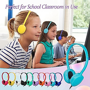 OSSZIT Classroom Kids Headphones Bulk 100 Pack Class Set of Headphones for Students Children Toddler Boys Girls Teen and Adult 10 Colourful (100 Mixed)