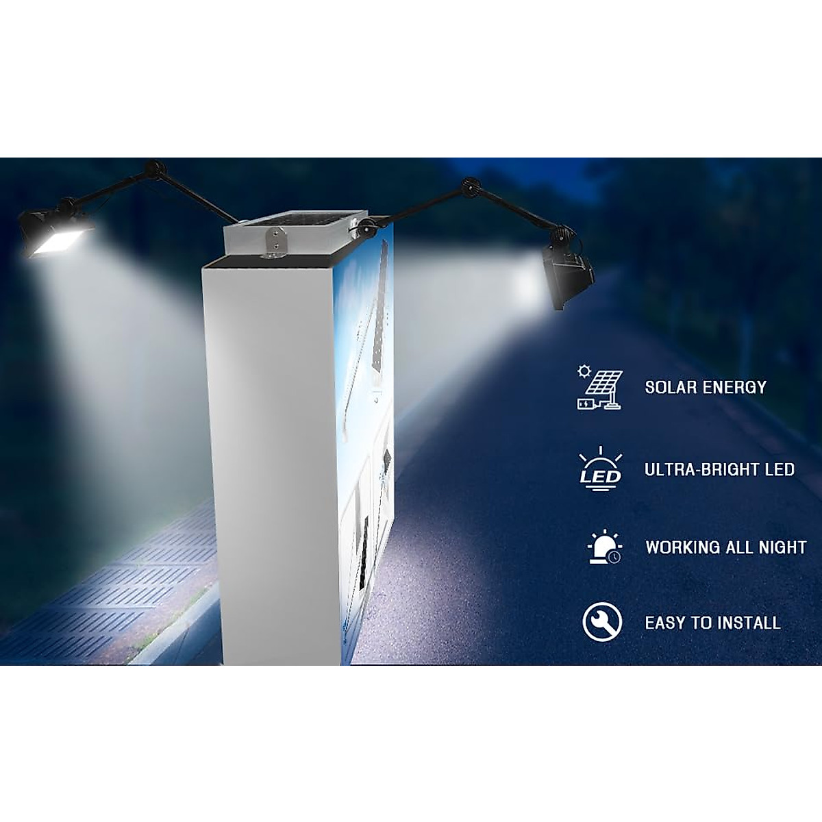 Einsamk Solar Sign Lights Outdoor, 240 LEDs Solar Sign Light, Waterproof, 12000 mAh Sign Lighting, Billboard Light, Commercial Lights for Real Estate Signs, Business, Advertisement, High Way