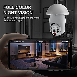 EVERSECU 2K 4MP Light Bulb Security Camera, Outdoor Waterproof, 360° View, 2.4G WiFi&Wireless, Motion Detection, Auto Tracking, 2 Way Audio, Color Night Vision, Work with Alexa Google, Siren Alarm