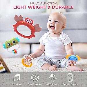 YUNGCHI Baby Mobile for Crib with Crib Toys Music and Lights for Pack and Paly Crib Musical Carousel Mobile Baby Mobile for Girls and Boys Portable Mobile for Baby Bassinet Toys Hanging - Red
