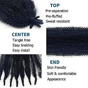 Springy Afro Twist Hair 24 Inch 8 Packs 1B Marley Hair Pre-fluffed Spring Twist Hair Twisted Up Kinky Cuban Twist Crochet Pre-separated Braiding For Black Women (24inch,1b, 8packs)