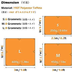 TRIWONDER Hammock Rain Fly Waterproof Tarp Camping Tent Footprint Ground Cloth Backpacking Tarp Camp Shelter Sunshade Mat for Outdoor Hiking Beach Picnic (Orange, S - 98 x 59in)