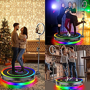 Upgrade 360 Slow Spin Motion Photo Booth 360 Photo Booth Machine for Parties 100cm 40'' with Flight Case 5 People Stand on Remote Control 360 Selfie Camera Photobooth Wedding Birthday