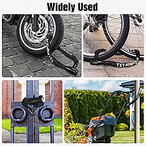 Titanker Bike Chain Lock (Black-10mm), Heavy Duty Key Lock for Bicycle, Motorcycle, Door, Gate, Fence, Grill - Portable, Anti-Theft, 3.3ft, 4.5lbs