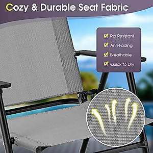 MAT EXPERT Folding Patio Chairs Set of 2, Portable Folding Chairs for Outside w/Metal Frame & High Back Support, Patio Lawn Chairs for Picnic, Camping, Beach, Backyard, Balcony, 330 lbs Capacity