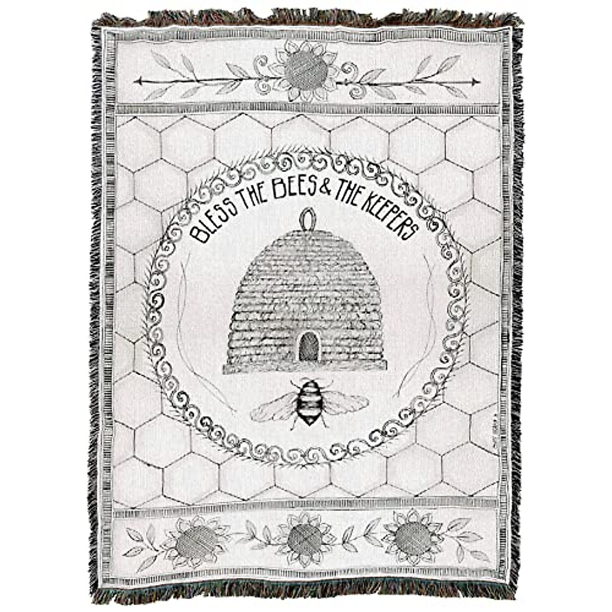 Pure Country Weavers Bless The Bees and The Keepers Blanket by Cindy Shamp - Garden Floral Gift Tapestry Throw Woven from Cotton - Made in The USA (72x54)