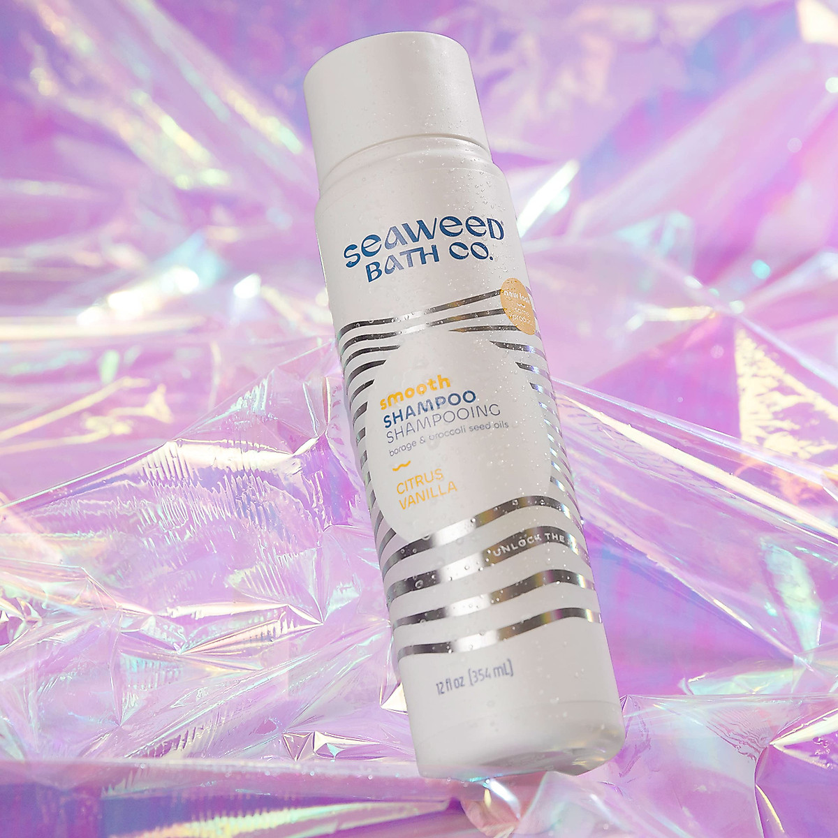 Seaweed Bath Co. Smooth Shampoo, Citrus Vanilla Scent, 12 Ounce, Sustainably Harvested Seaweed, Borage and Broccoli Seed Oils, For Curly and Frizzy Fine Hair