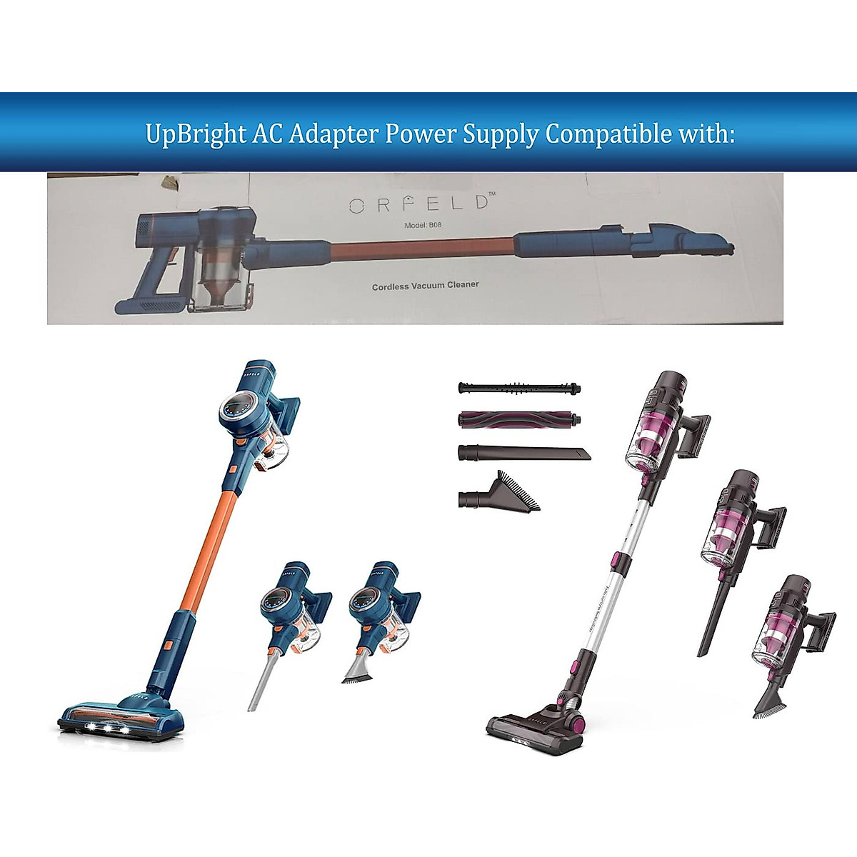 UpBright 31V AC/DC Adapter Compatible with ORFELD B08 C10A Cordless Stick Vacuum C10-A 25.9V 2200mAh 2500mAh 220W Lithium-ion Li-ion Rechargeable Battery RKULDC3100500 31VDC 500mA Power Supply Charger