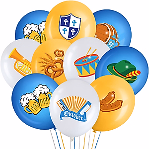 45 Pcs Oktoberfest Balloons Oktoberfest Party Decoration Oktoberfest Latex Balloons Beer Festival Balloons Pretzel Balloon Photo Props Latex Balloon for Oktoberfest Decor Bavarian Theme Party Supplies