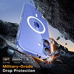 TAURI 3 in 1 for iPhone 16 Case, Compatible with MagSafe [Anti-Yellowing] with 2X Screen Protectors, Military-Grade Protection, Shockproof Slim Magnetic Phone Case for iPhone 16 6.1", Clear