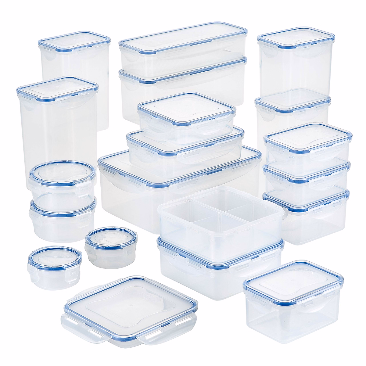 LocknLock Easy Essential Storage Set/Food Containers Airtight Bins/BPA-Free/Dishwasher Safe, 38 Piece, Clear