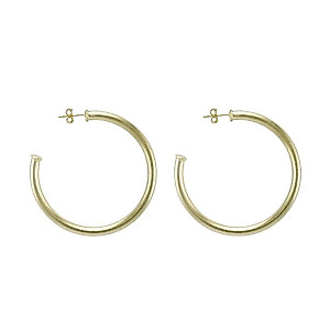 Sheila Fajl Everybody's Favorite Petite 1.5 Inch Tubular Lightweight Hoop Earrings for Women in Brushed 18k Gold Plated