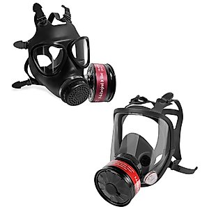 FAFUWOR Gas Mask Respirator with 40mm Activated Carbon Filter,Full Face Respirator chemical Mask,Full Face Gas Masks Survival Nuclear and Chemical for Gases,Vapors,Fumes,Dust,Chemical