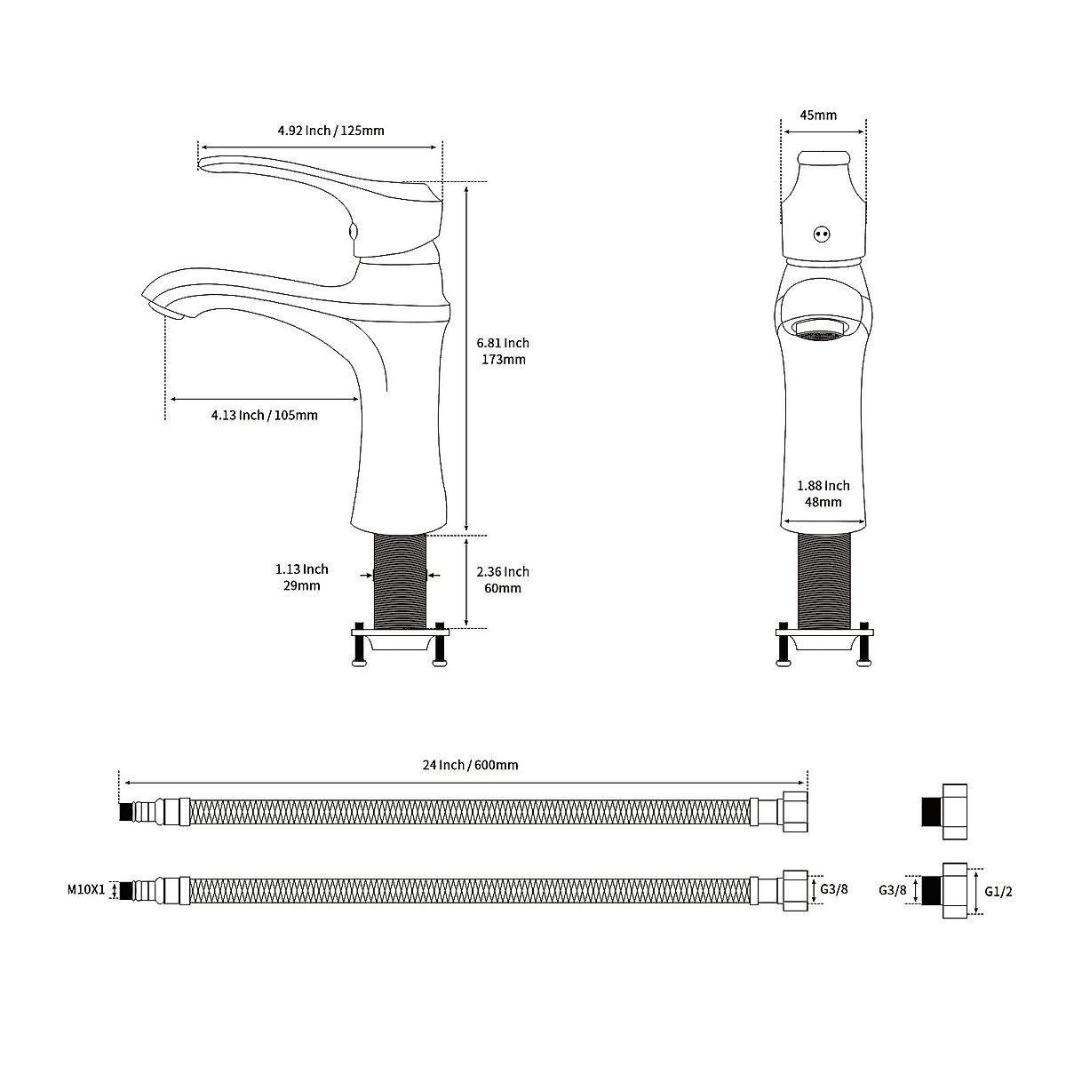 Bathroom Faucet Brushed Nickel Single Hole Sink Single Handle Bathroom Faucet Vanity Modern Commercial Lead-Free Solid Brass Bathroom Faucet is Suitable for 1 or 3 Holes