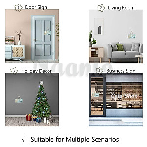 Naanle Aloha Door Sign Plaque with Rope, Wooden Seashell Hanging Sign Wall Art for Entrance Porch Front Home Garden Office Business Outdoor Decor 6 x 11 inches