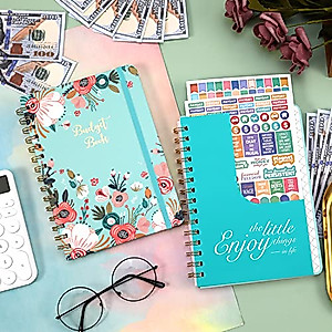 Budget Planner - Budget Book, 12 Month Financial Organizer, Expense Tracker, Undated Finance Planner & Bill Organizer, 8.3" x 6.2" Monthly Budget Book, Account Book, Start Anytime, Inner Pocket, Stickers