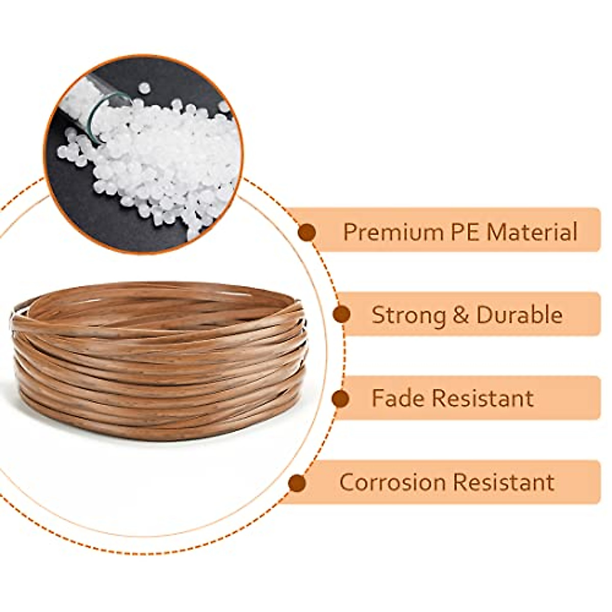 Laphivieh Wicker Repair Kit with Weaving Tool, 120ft Dark Wood Grain Wicker Supplies, Plastic Rattan Material for Patio Rattan Furniture Repair Replacement