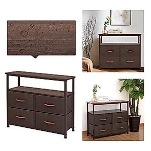 AZL1 Life Concept Storage Dresser with Shelves-Storage Chest for Bedroom, Living Room, Hallway, Closet Organizer with Sturdy Steel Frame, Wooden Shelf, Removable Fabric Drawers, Coffee