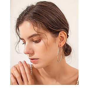 Cocamiky 9 Pairs Big Gold Hoop Earrings for Women,Surgical Steel Silver Hypoallergenic Earrings Set with Sterling Silver Post 14K Rose Gold Plated Small Thin Hoop Earrings