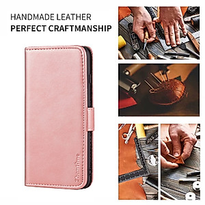 MILEGAO Case for Tecno Camon 17 Pro, Magnetic PU Leather Wallet-Style Business Phone Case,Fashion Flip Case with Card Slot and Kickstand for Tecno Camon 17 Pro 6.8 inches-Rosegold