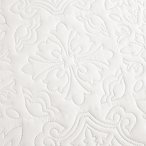 Whale Flotilla 3 Piece Queen Size Quilt Set, Soft Reversible Embossed Queen Quilts Bedding Set, Lightweight Bedspreads Coverlets with Boho Pattern for All Seasons, White