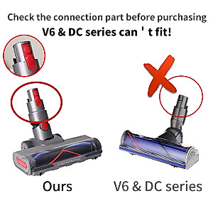 Laymi Hardwood Floor Attachment for Dyson V7 V8 V10 V11 V15 Vacuum Cleaners with LED Headlights, V Shape Turbo Bristle Roller Brush Cleaner Head Replacement Parts