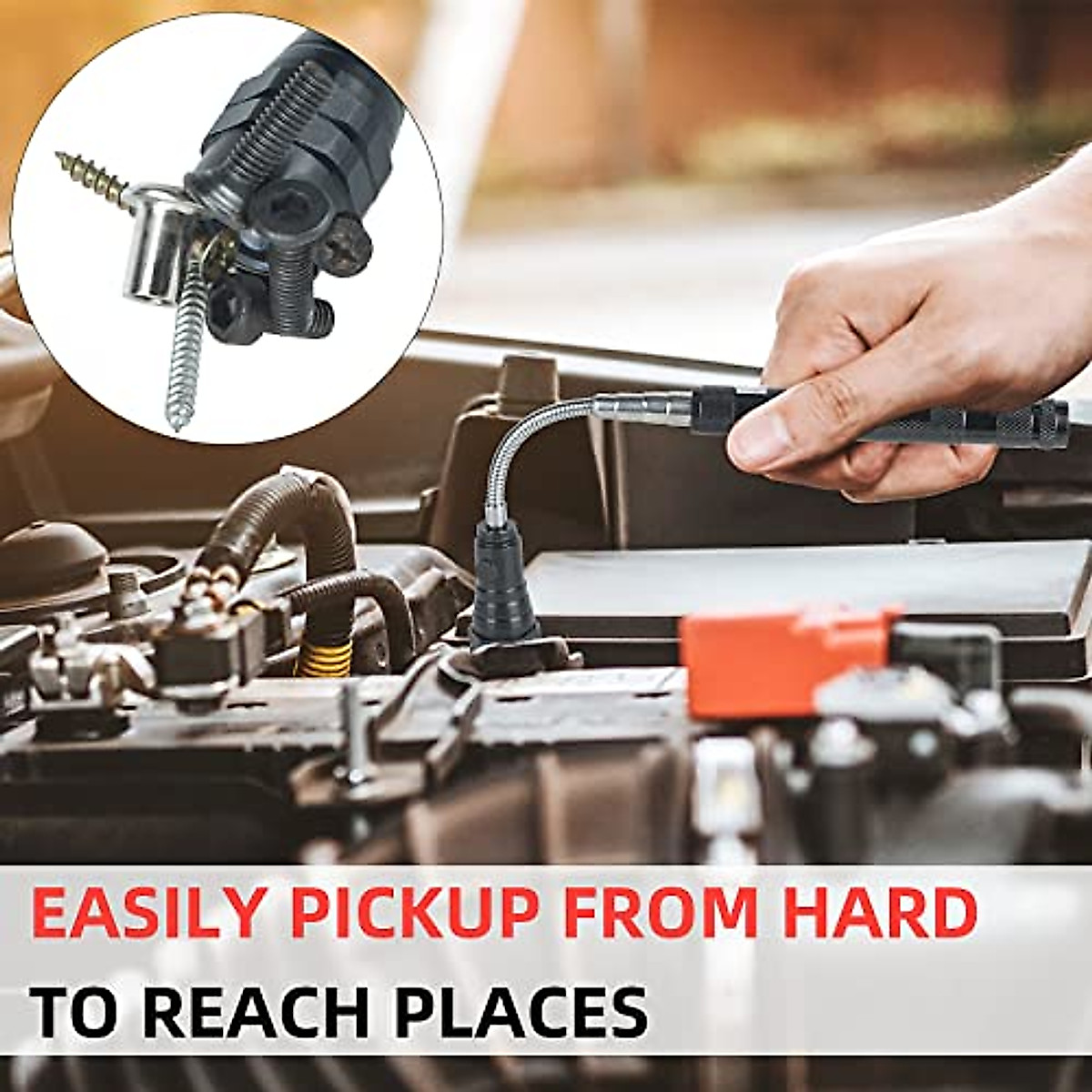 LED Light 360° with Magnetic Telescoping Pickup Mechanics Tool,Rotation Inspection Mirror,Stocking Stuffers Gifts for Men Dad Mechanics,Gifts for Christmas,Father's Day,Thanksgiving,Valentine's Day