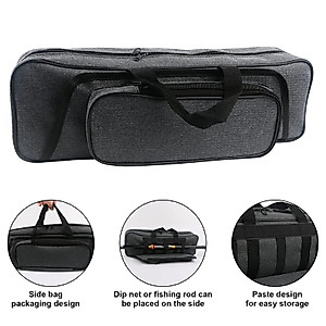 Hikary 43CM/17Inch Fishing Rod Bag Fishing Rod Case,Fishing Rod Reel Bag Organizer Fishing Travel Bag Portable Folding Fishing Pole Tackle Case Storage Bag (gray)