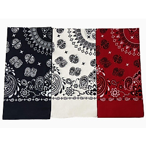 Vamqor 3pcs Bandana for women and men 100% Cotton Custom Fashion Paisley Design Multifunctional Outdoor Square Handkerchief（1 pack assorted）