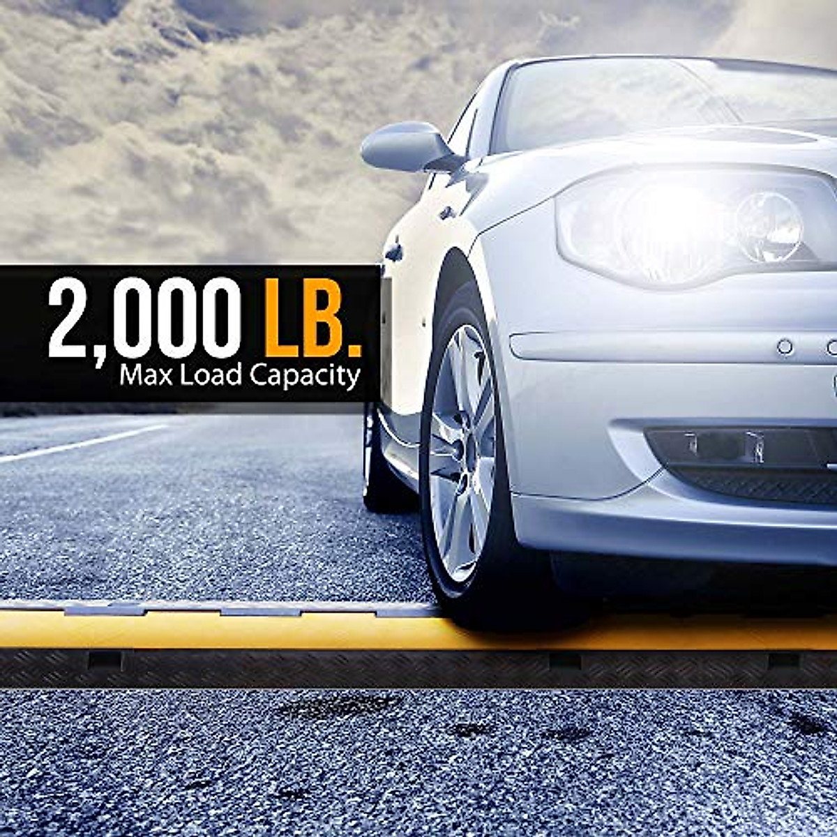 Pyle Durable Cable Ramp Protective Cover - 2,000 lbs. Heavy Duty Hose & Cable Track Protector w/ Flip-open Top Cover & 2-Ch. Groove Design, Cable Concealer for Outdoor/Indoor Use, 2 Pack - PCBLCO26X2