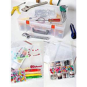 UHOUSE 7 Pack Plastic Organizer Container,Plastic Storage Box with Adjustable Dividers for Jewelry Toy Cosmetics Craft Fuse Beads Nuts Pills Tackle and Screwdriver