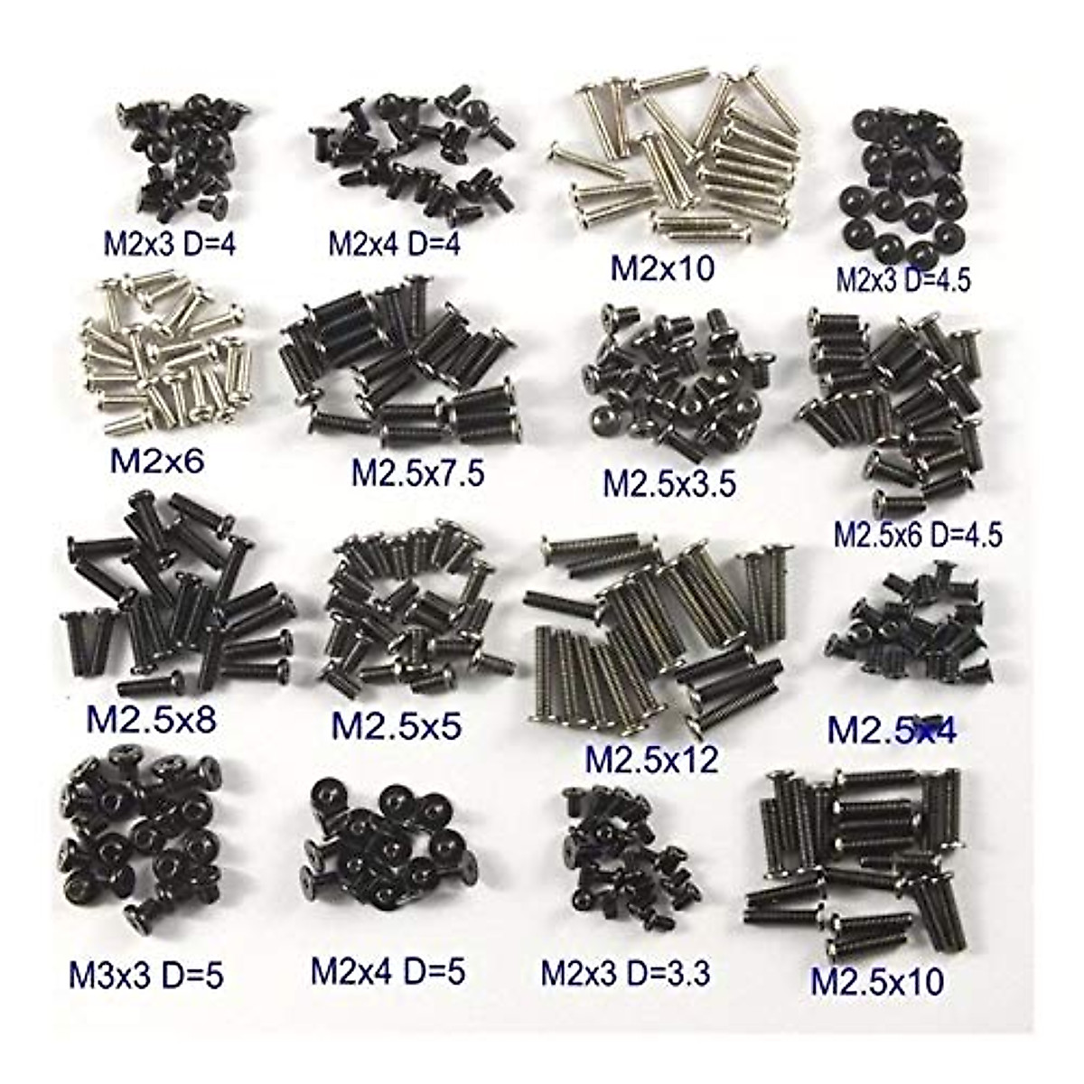 LXBO-FF 320Pcs/Set Laptop Computer Notebook Screws Kit Assemble Fastening Flat Head Black Repair Case for IBM Dell Lenovo Samsung