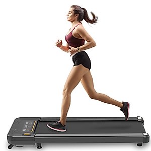 2 in 1 Under Desk Treadmill, Walking Pad Treadmill with Remote Control and LED Display, Smart Foldable Walking Treadmill Running Jogging Exercise Machine for Home Office Black